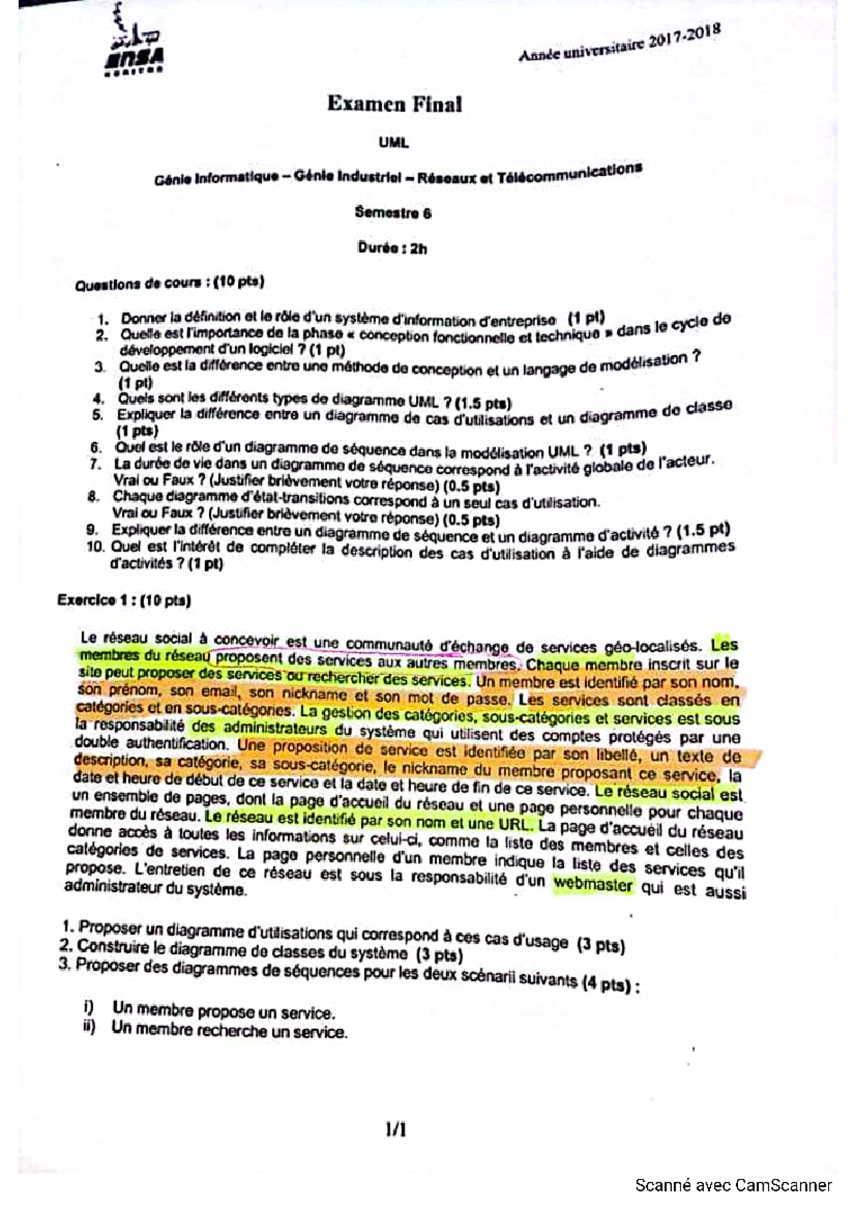 Examen final UML 2017 2018 - modelisation uml - Studocu Examen final UML 2017 2018 - modelisation uml - Studocu