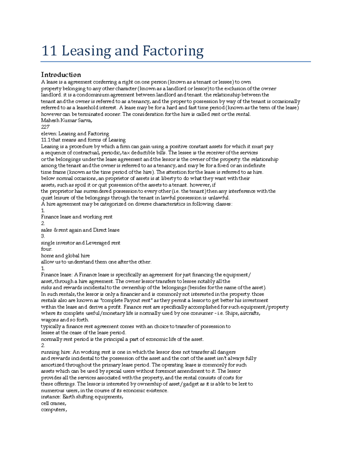 11 Leasing and Factoring - 11 Leasing and Factoring Introduction A ...