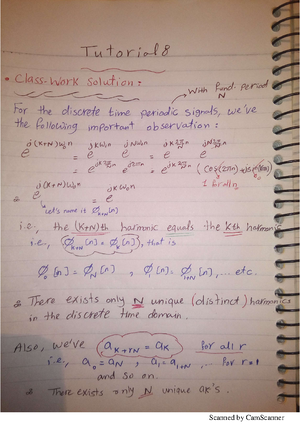 Tut. 3 CW Solutions - Assignments - Signals and systems - Studocu