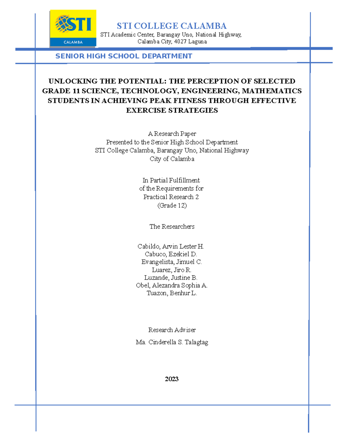 Group 4 - Research Paper - STI Academic Center, Barangay Uno, National ...