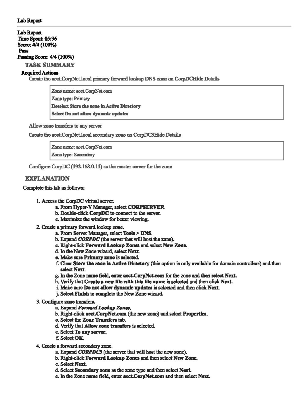 4.5.5 Create Standard DNS Zones Lab - C769 - Studocu