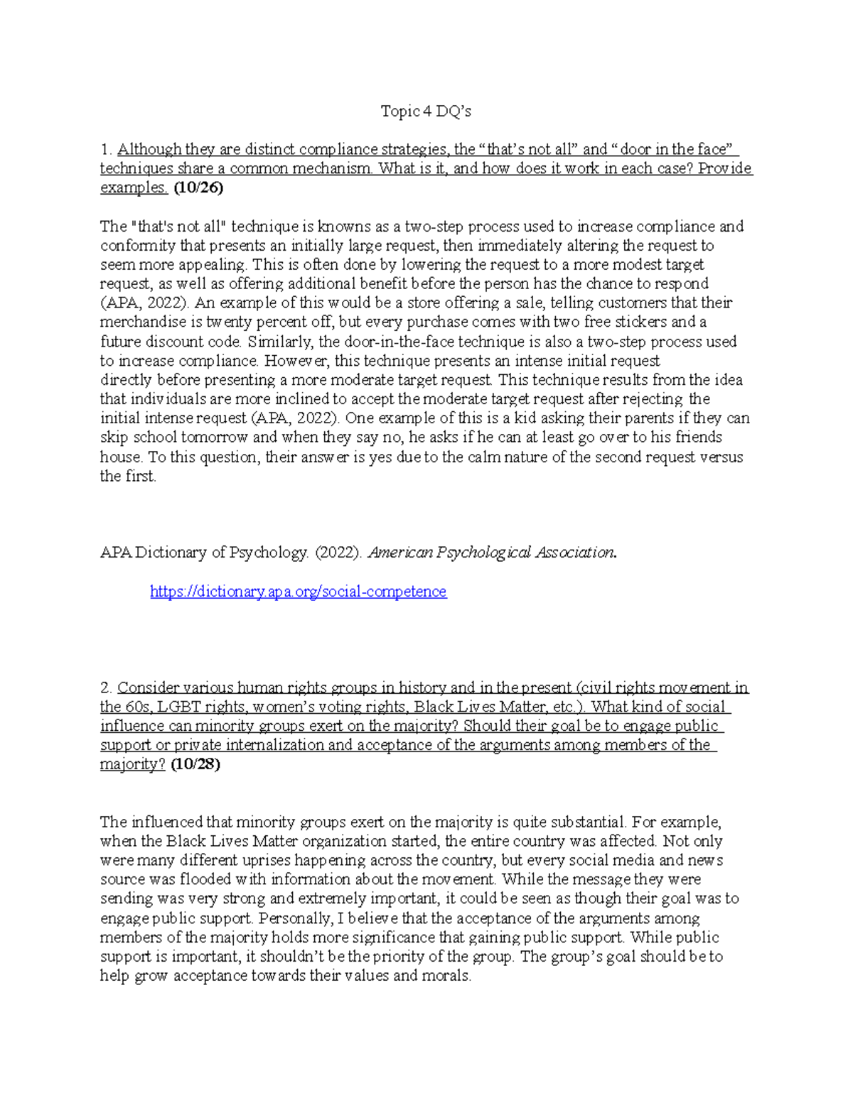 Topic 4 DQ's - discussion questions - Topic 4 DQ’s techniques share a ...