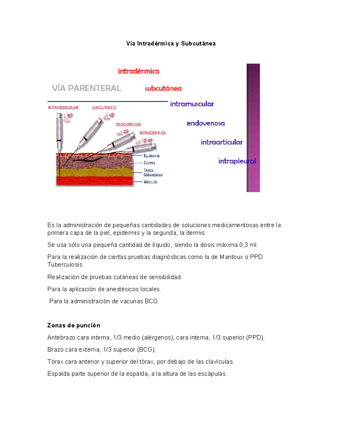 Vía Intradérmica y Subcutánea - y Es la de cantidades de soluciones ...