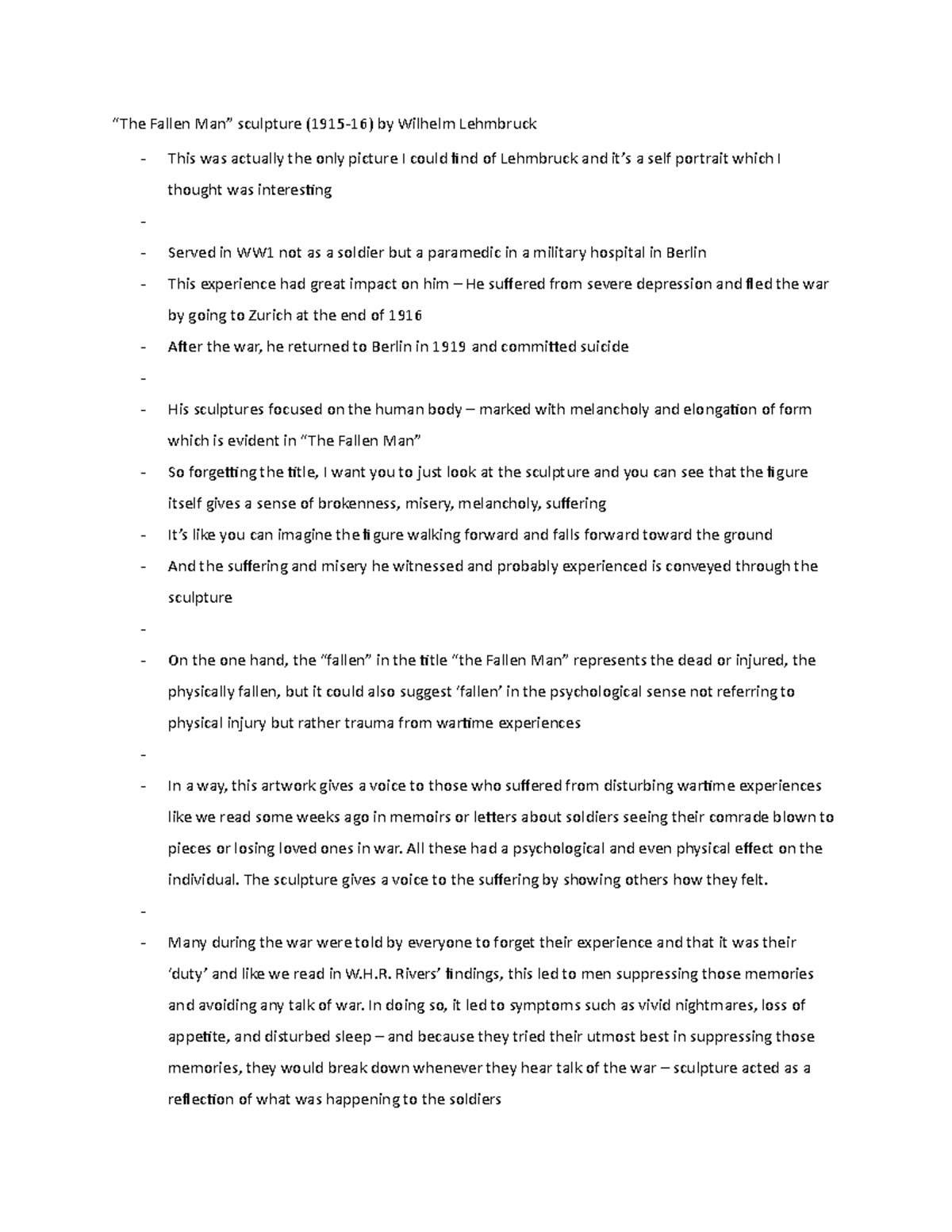 The Fallen Man - Art and Trauma Presentation - “The Fallen Man ...