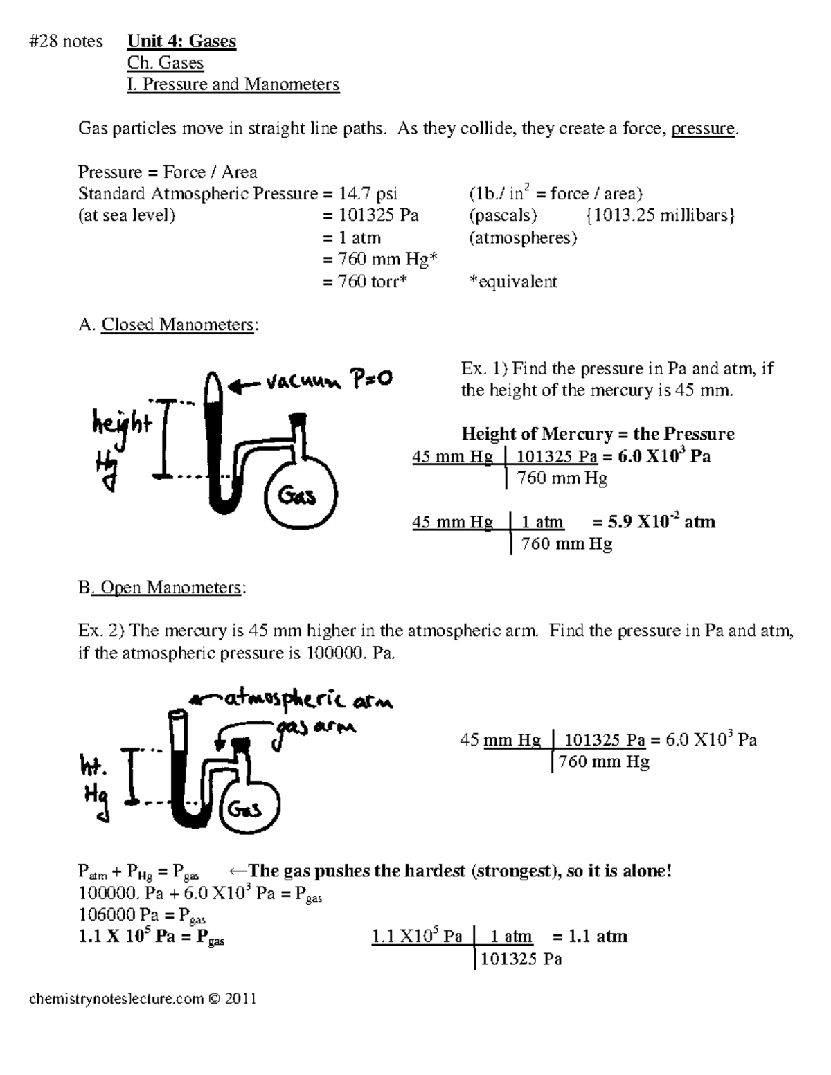Hc4gases - chemistry notes for different text but mostly unit 5,6 and 7 ...