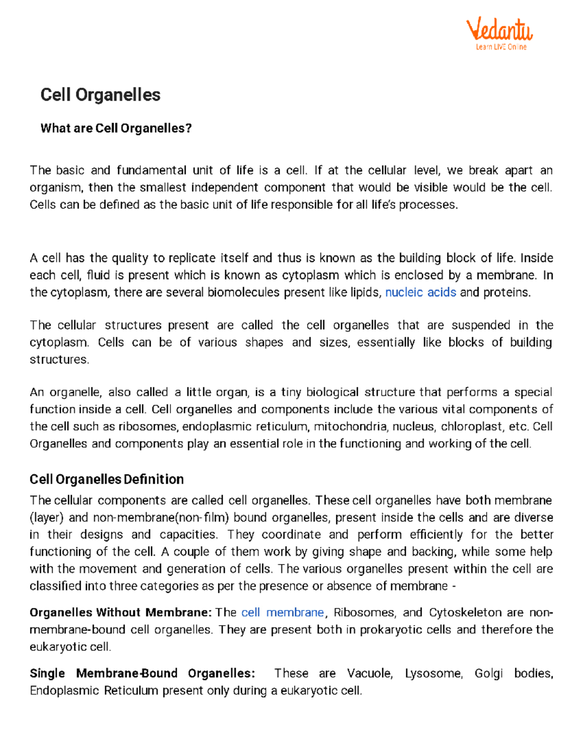 Cell Organelles - Easy - Nursing - Studocu