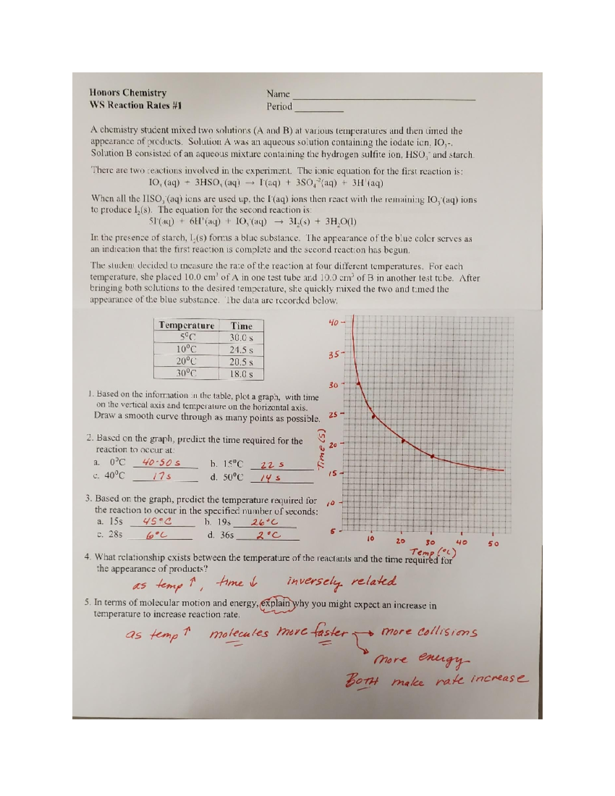 8. WS Reaction Rates #1 - KEY - Studocu