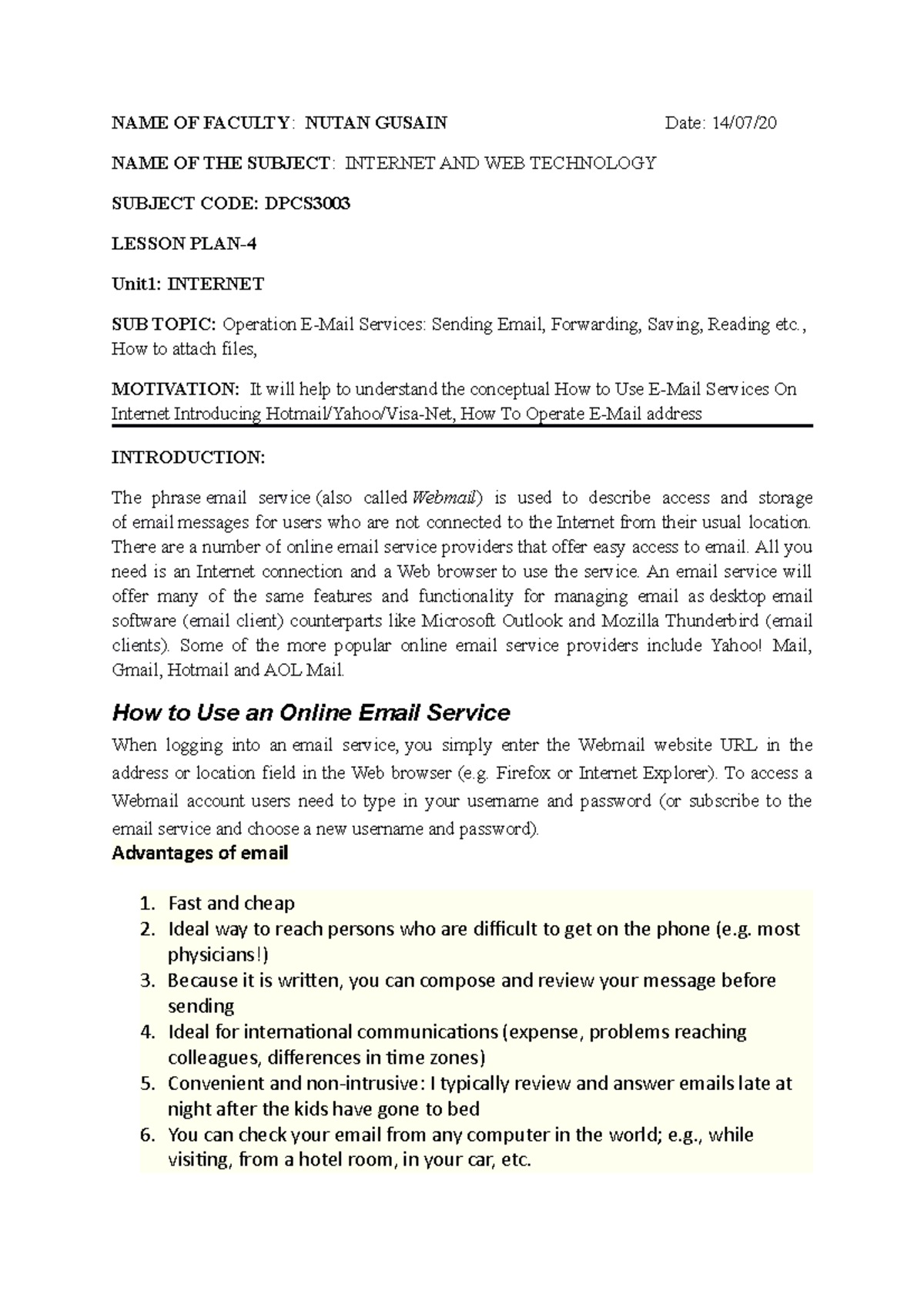 DPCS3003 ALP - Lecture notes INTERNET & WEB TECHNOLODGY NOTES - Web ...