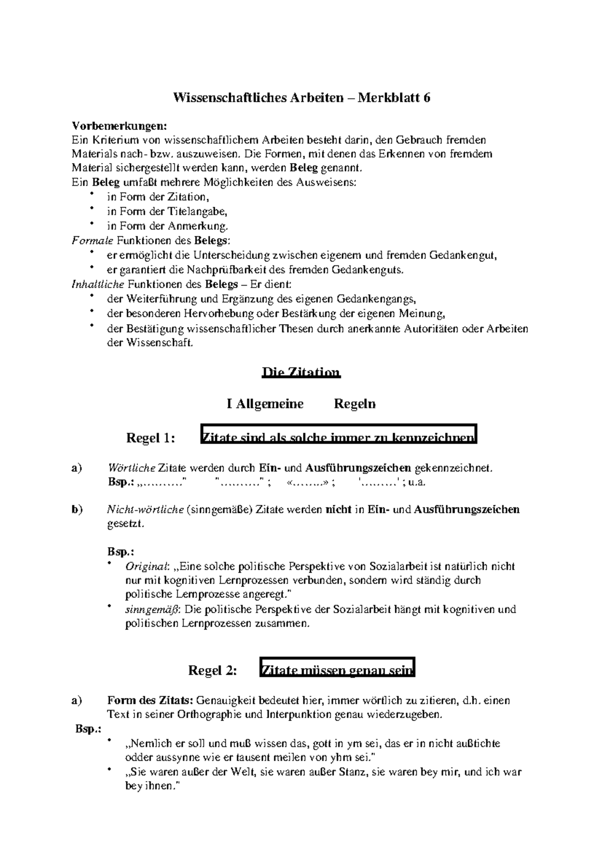 Merkblätter Wissenschaftliches Arbeiten - Wissenschaftliches Arbeiten – Merkblatt 6 ...