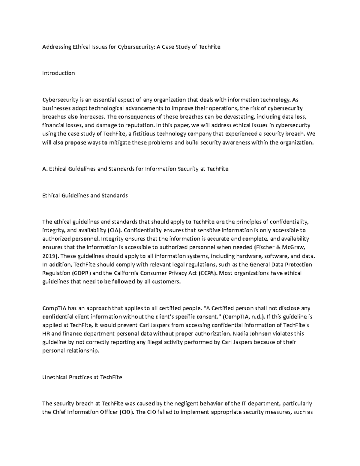 IHP4 TASK 2 Ethics AND Cybersecurity Ver 1 - Addressing Ethical Issues ...