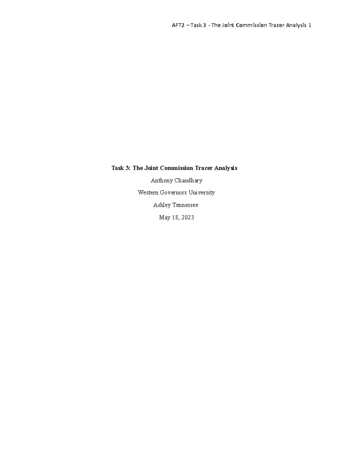 Task 3 Accreditation Audit - Task 3: The Joint Commission Tracer ...