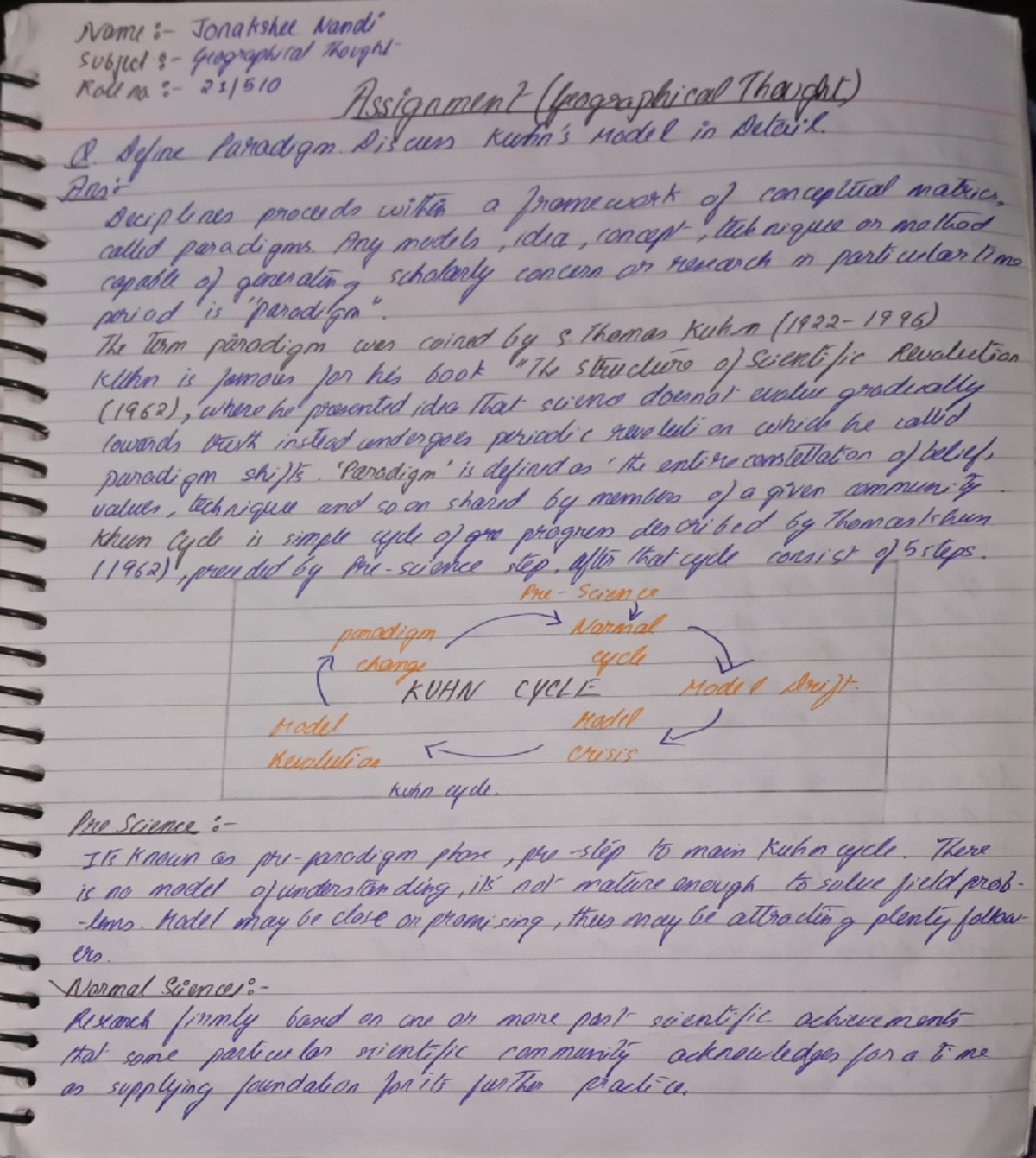Khun model - development of geographic thought - ,J ...-,-~ ~ -r ...