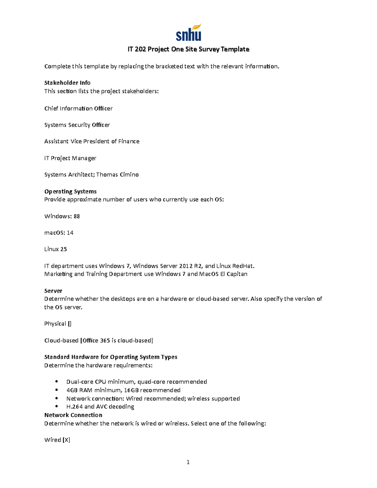 IT 202 Project One Site Survey Template - IT 202 Project One Site ...