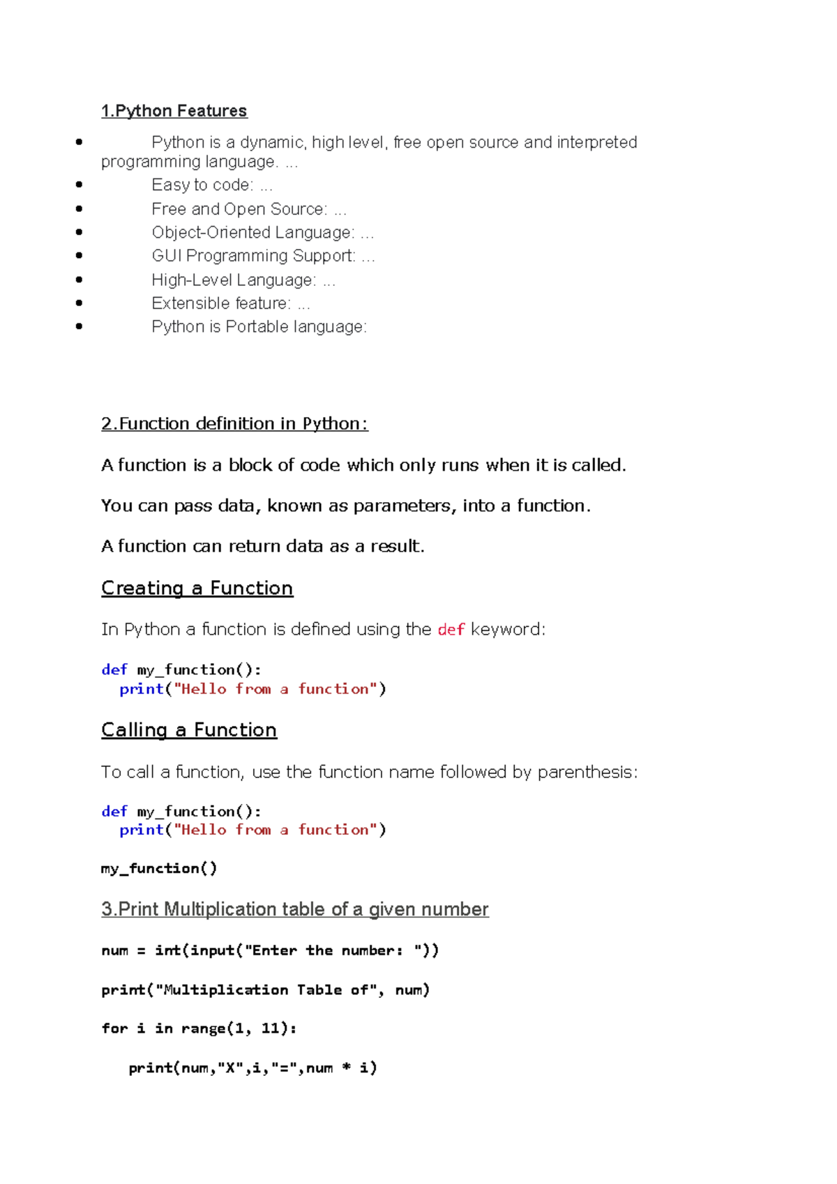 Python notes - nothing to say - 1 Features Python is a dynamic, high ...