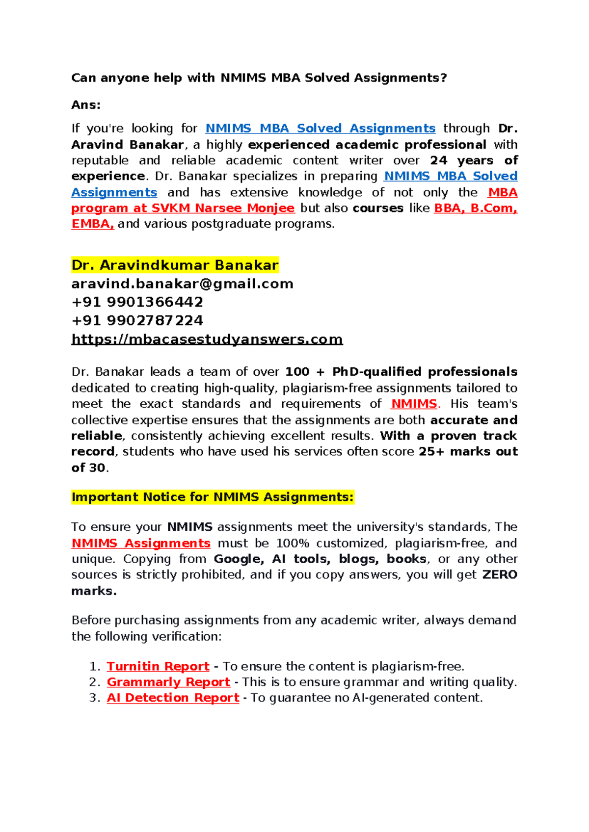 Can anyone help with Nmims MBA Solved Assignments - Can anyone help ...