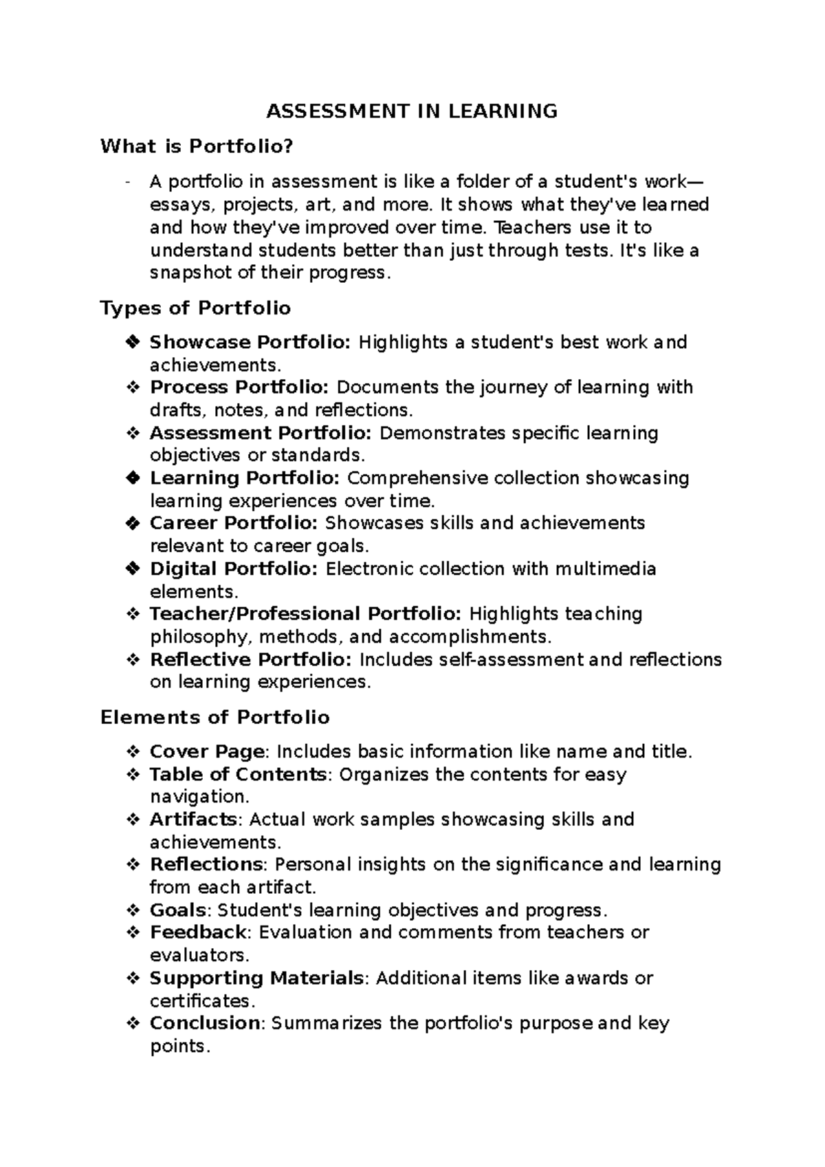 Speed and Accuracy Trade-Off - ASSESSMENT IN LEARNING What is Portfolio ...