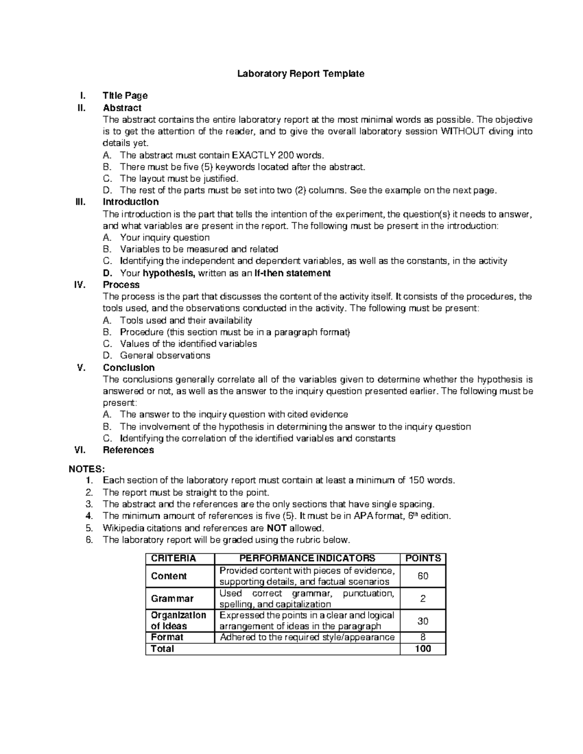 Properties of Engineered Materials - Laboratory Report Template I ...