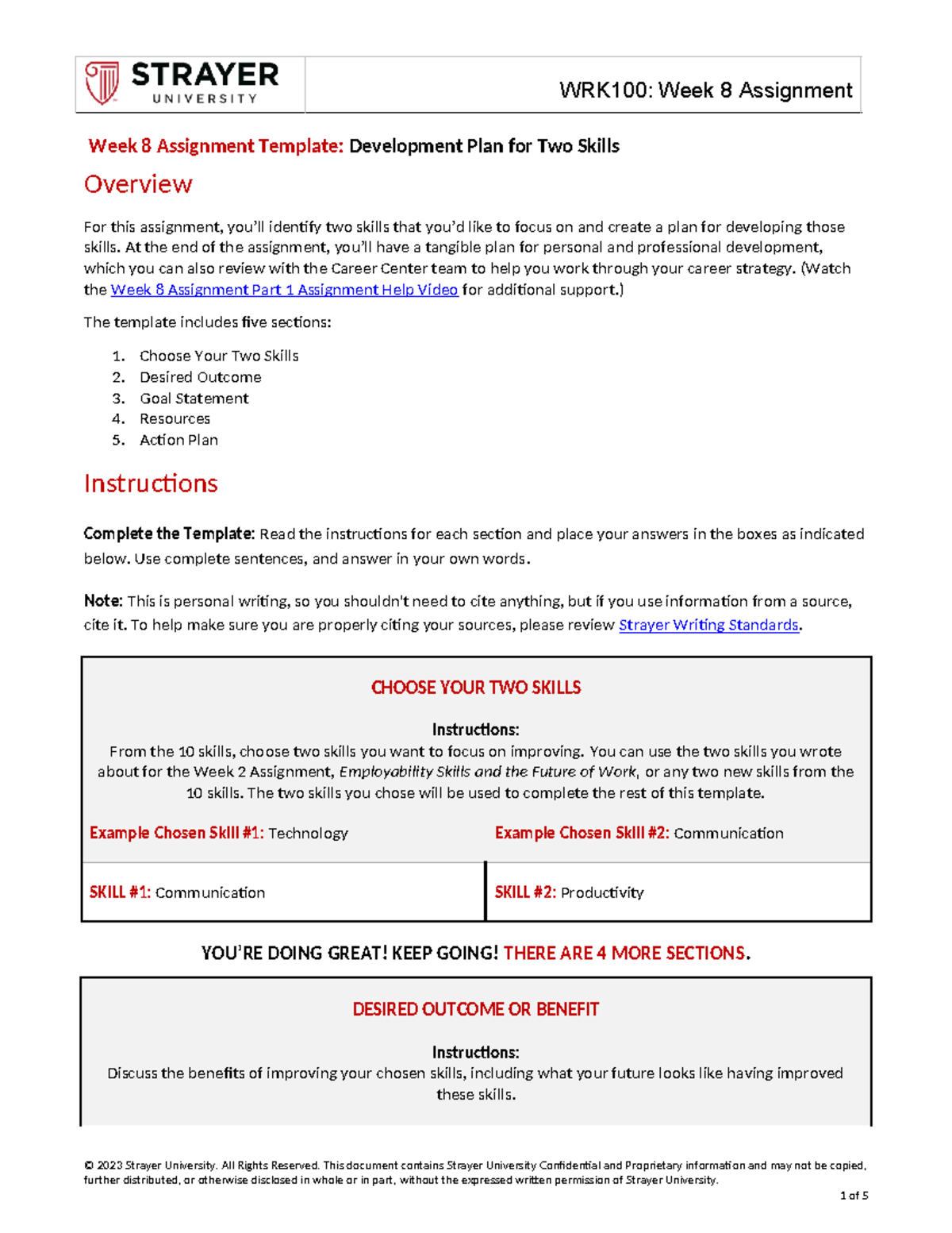 Emma Gold WRK100 Week8 Development Plan - Week 8 Assignment Template: Development Plan for Two ...