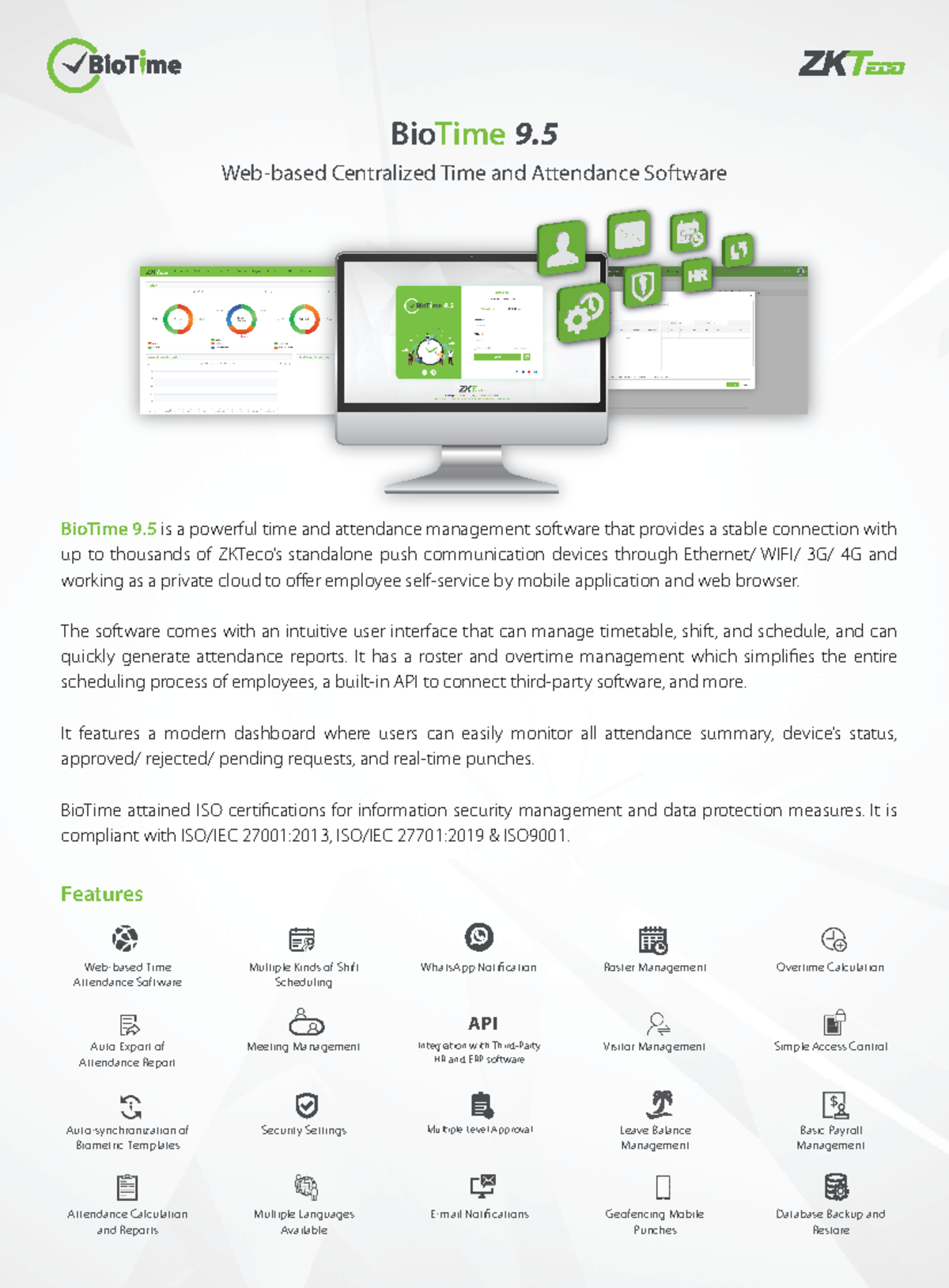 Bio Time 9.5 Datasheet - 27 - BioTime 9. Web-based Centralized Time and Attendance Software ...