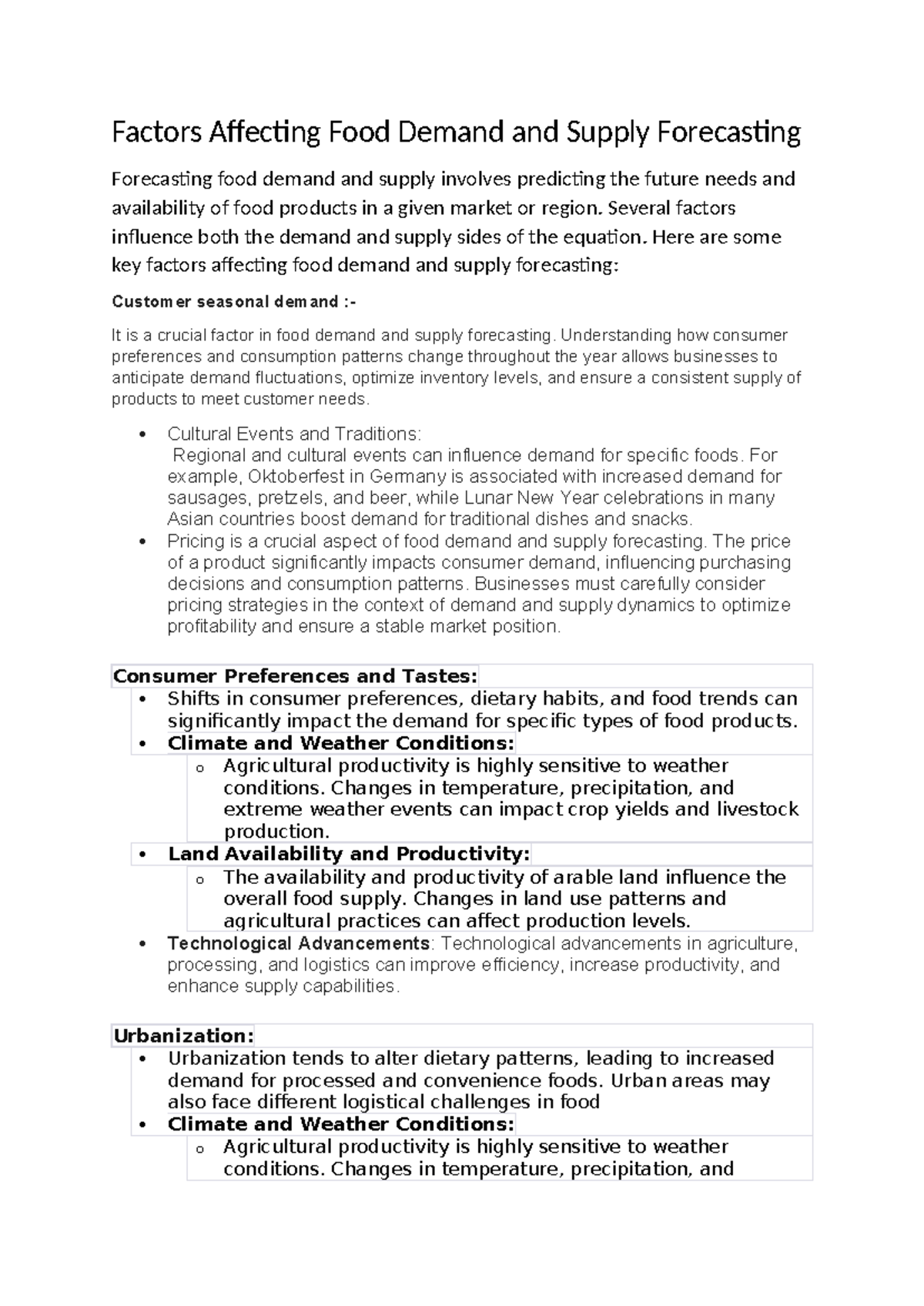 Factors Affecting Food Demand and Supply Forecasting - Factors ...