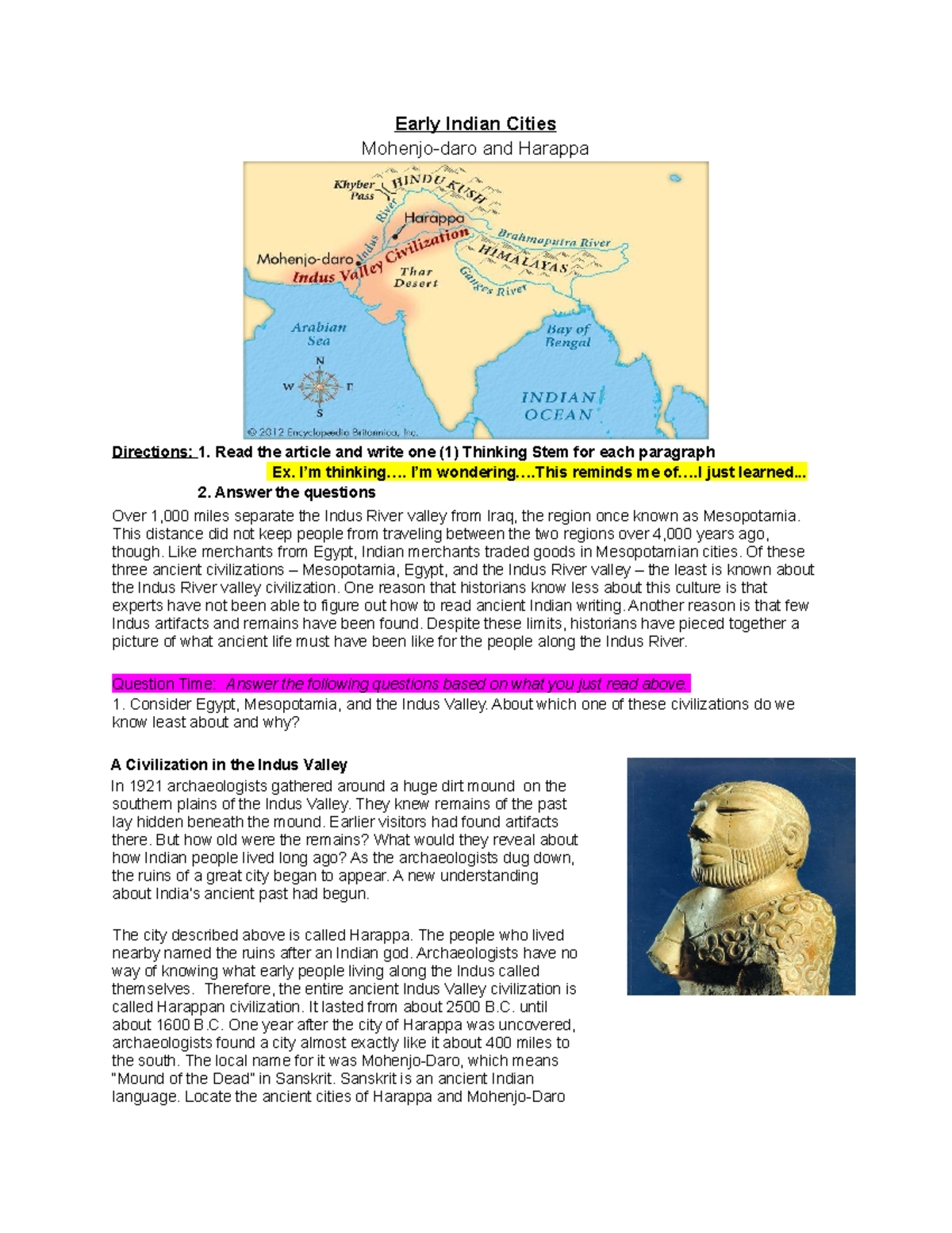 Mohenjo Daro And Harappa Map