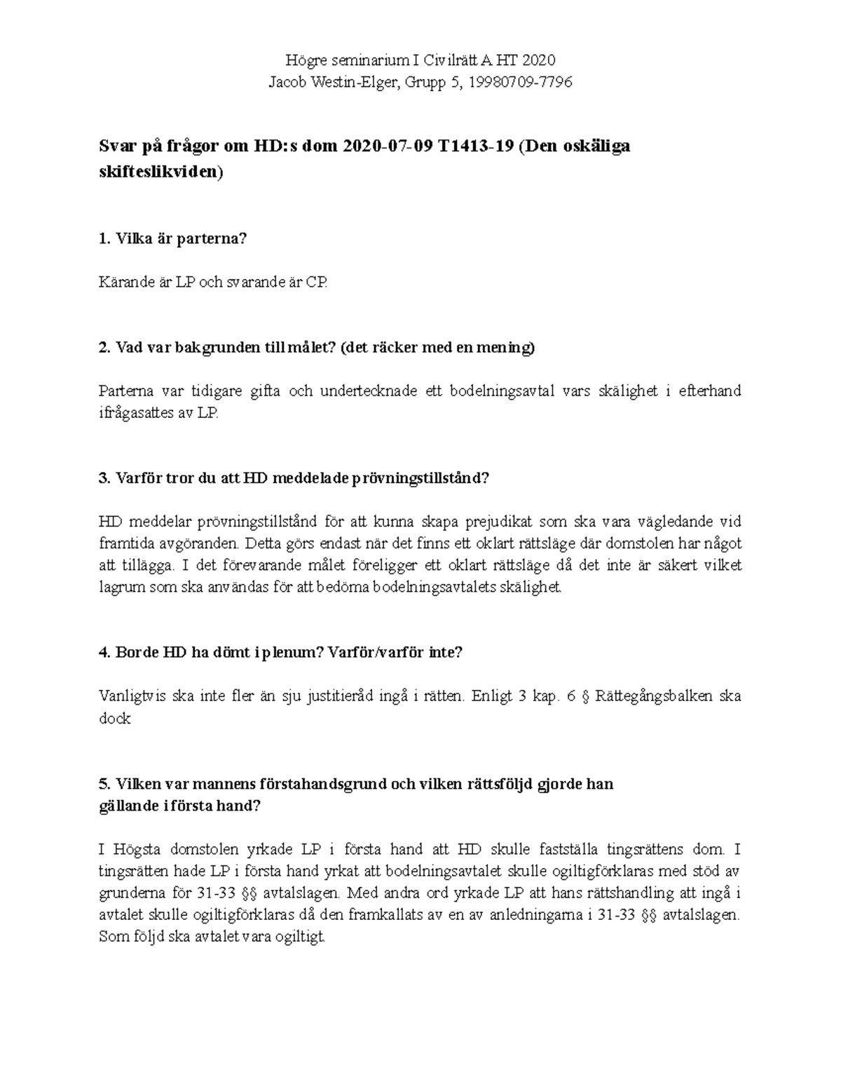 Frågor och svar om ett rättsfall om bodelning mellan makar - Jacob ...