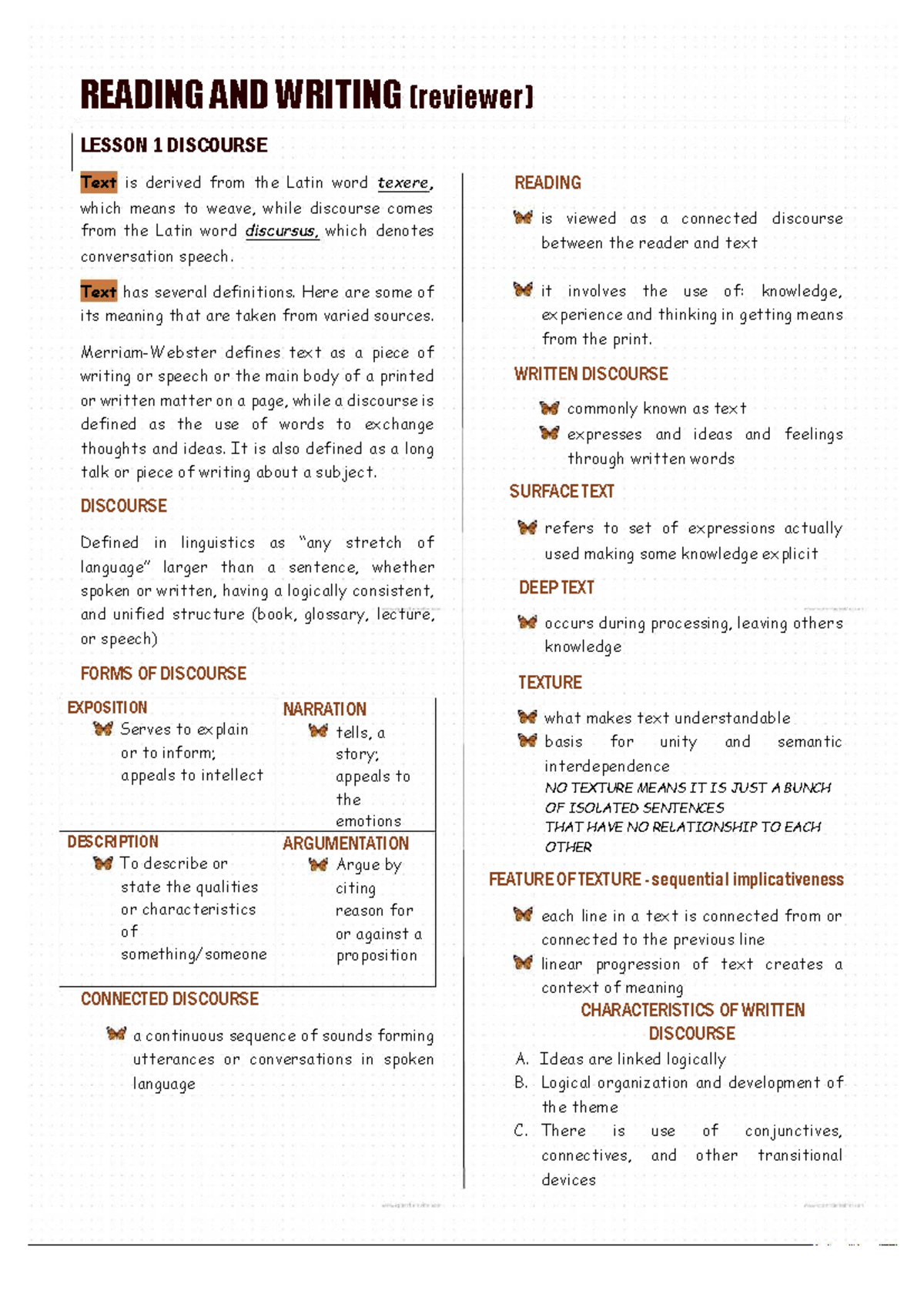 Reading-and-writing-reviewer compress - READING AND WRITING (reviewer ...