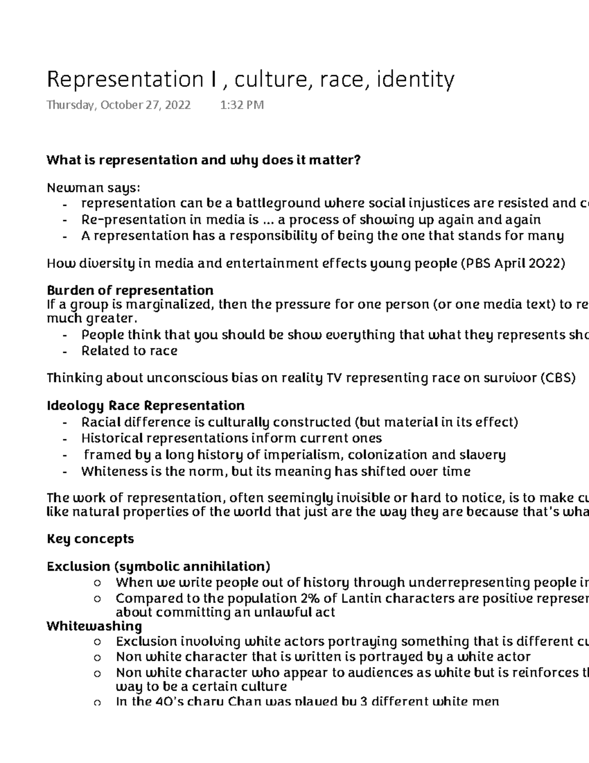 Representation I , culture, race, identity - What is representation and ...