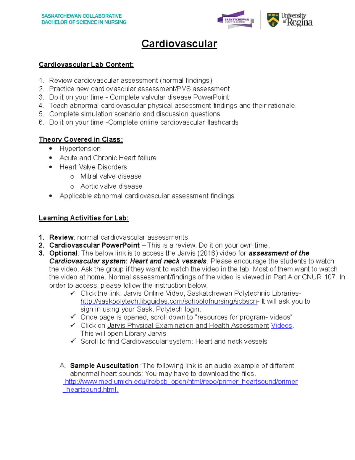 Lab 4 preparation (Student)-Cardiovascular - Cardiovascular ...