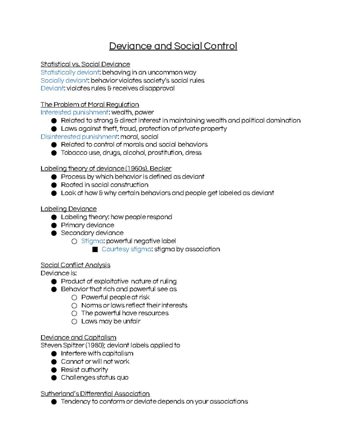 Sociology Notes: Deviance and Social Control - Deviance and Social ...