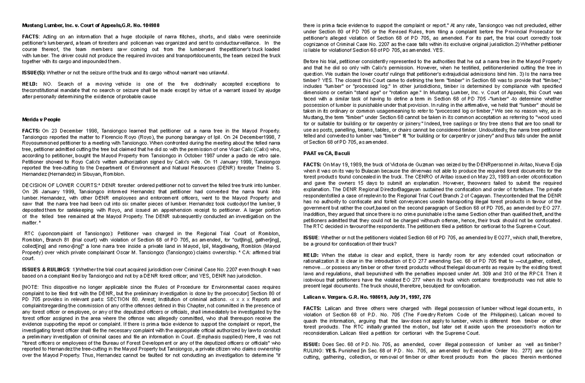 Mustang Lumber - v. Court of Appeals,G. No. 104988 FACTS: Acting on an ...