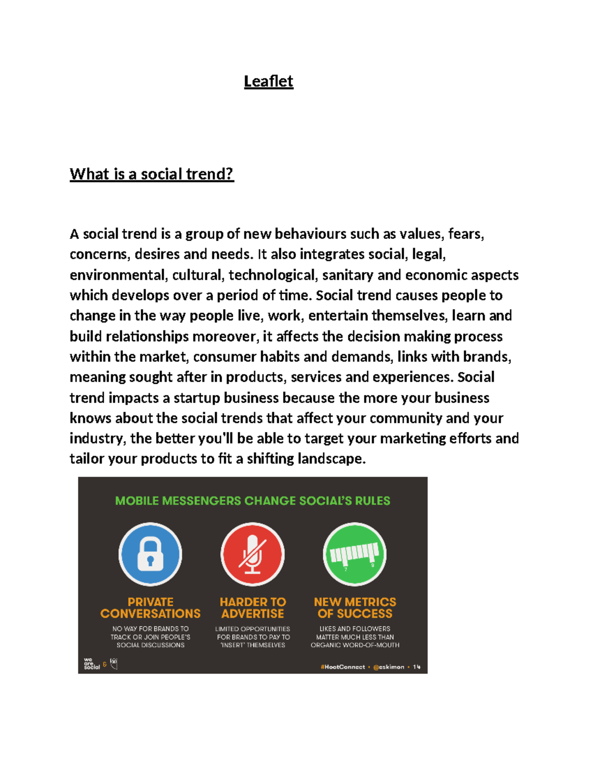 Leaflet - helpful - Leaflet What is a social trend? A social trend is a ...