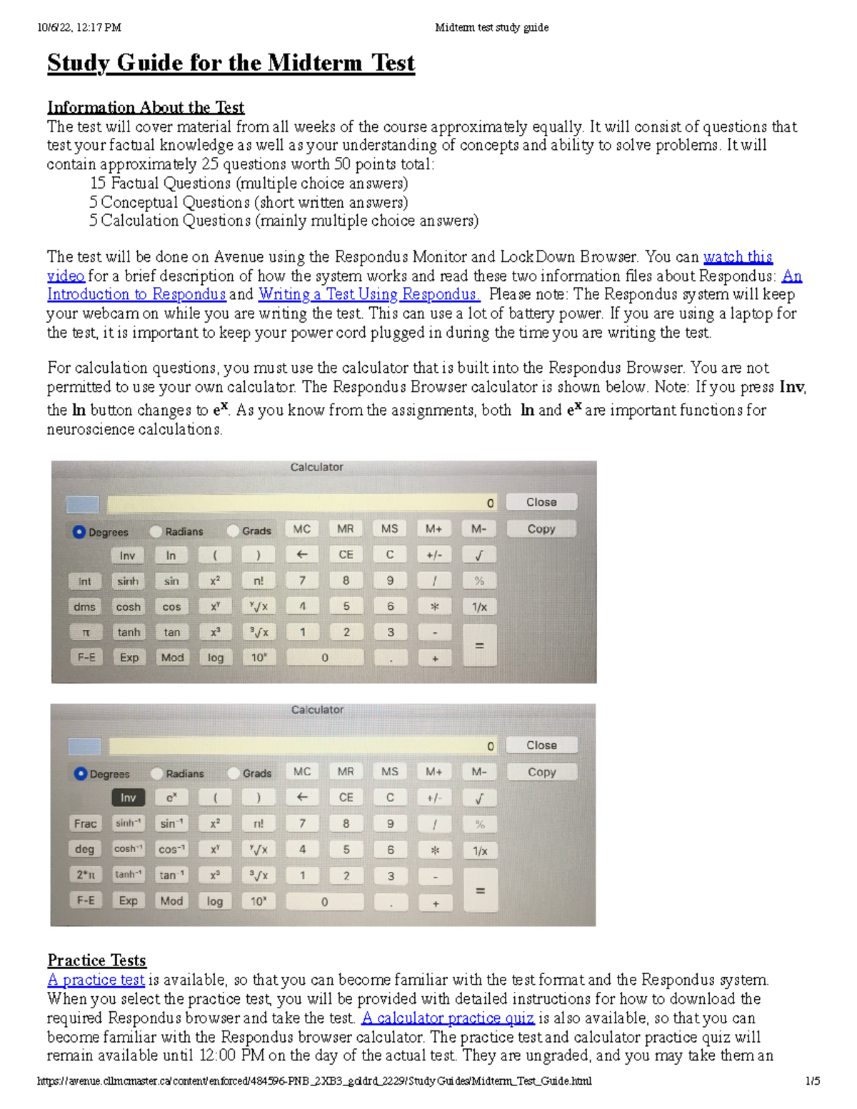 Midterm test study guide - Pnb 2Xb3 - McMaster - Studocu