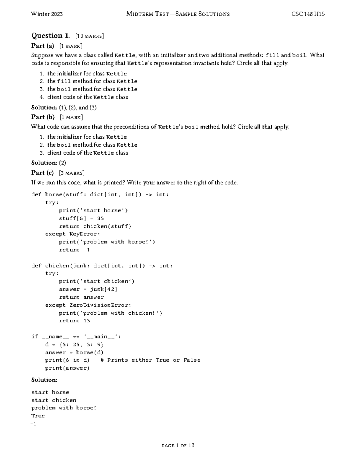 T1-solution - practice test solutions - Winter 2023 Midterm Test—Sample ...