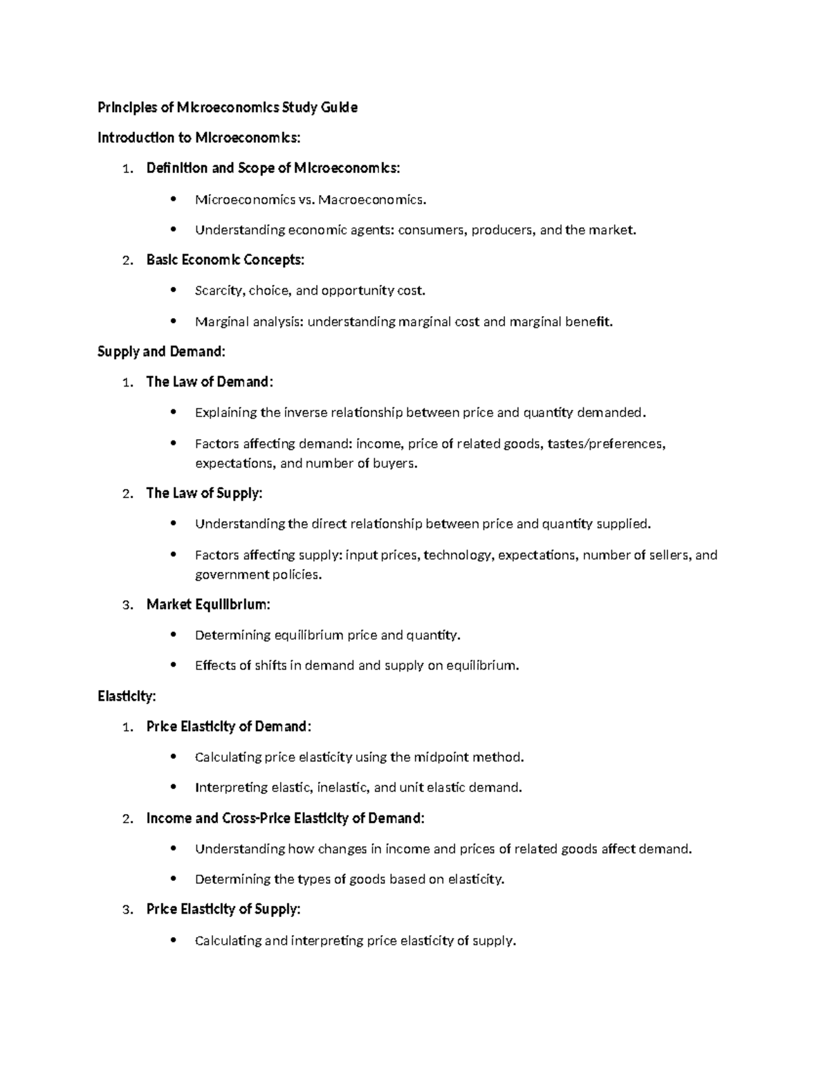 Principles of Microeconomics Study Guide - Principles of Microeconomics ...