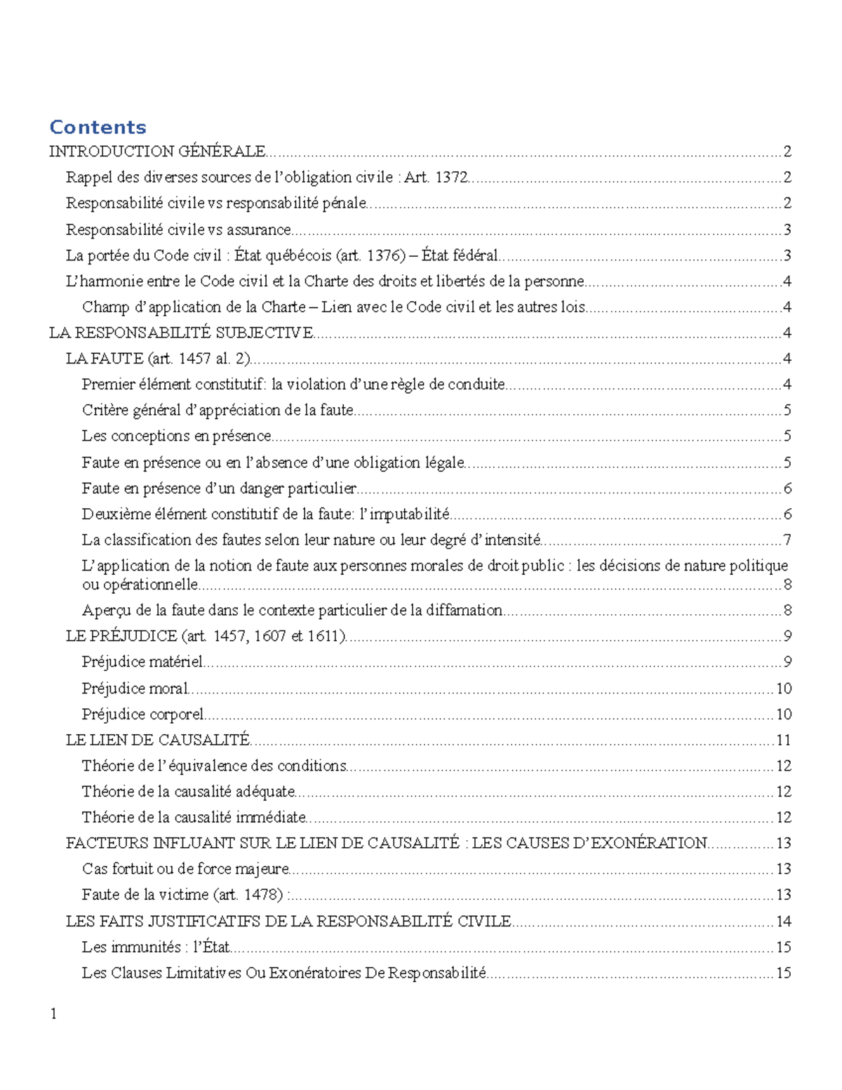 Notes de cours parfaites - Contents INTRODUCTION - Studocu