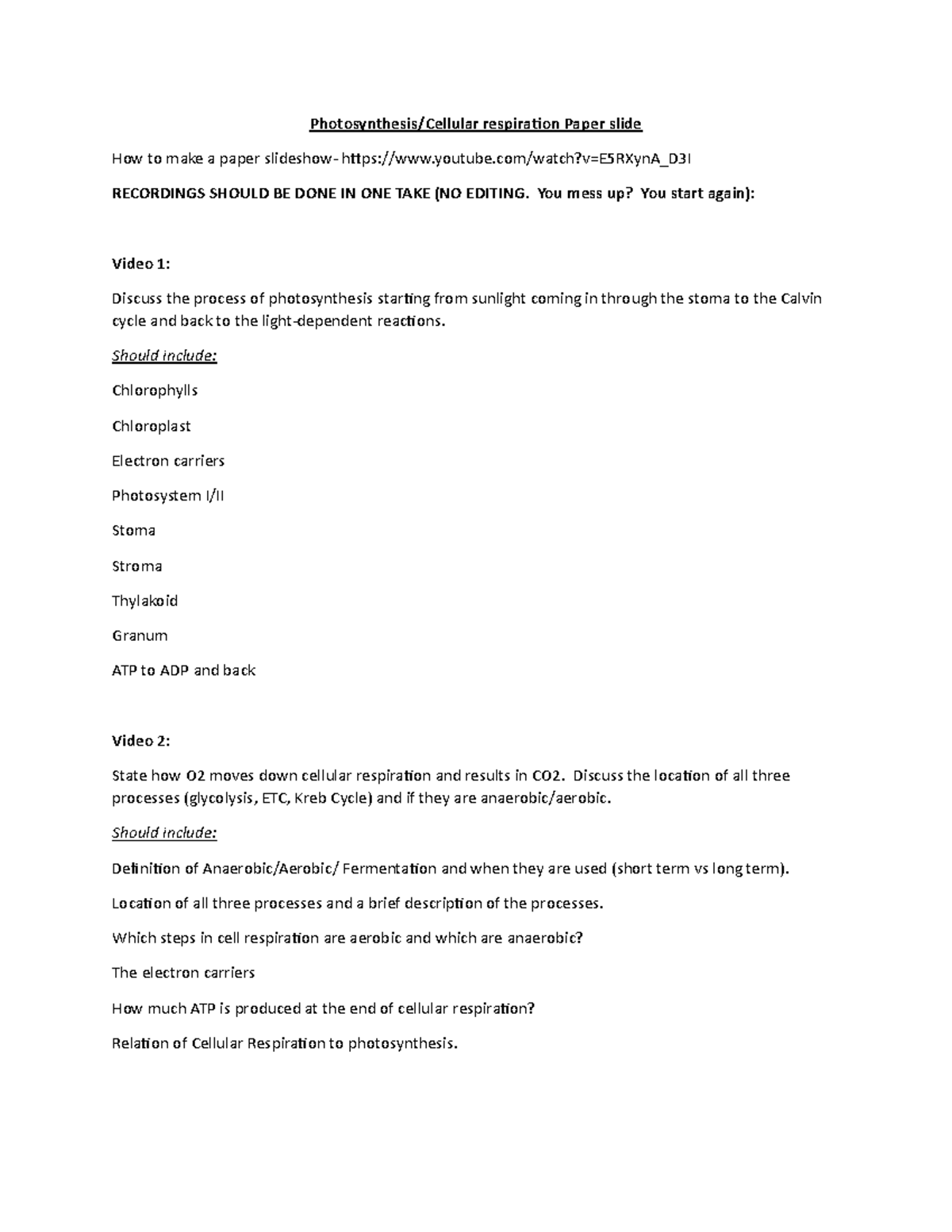 Paper Slide PR - fwedwefd - Photosynthesis/Cellular respiraƟon Paper ...