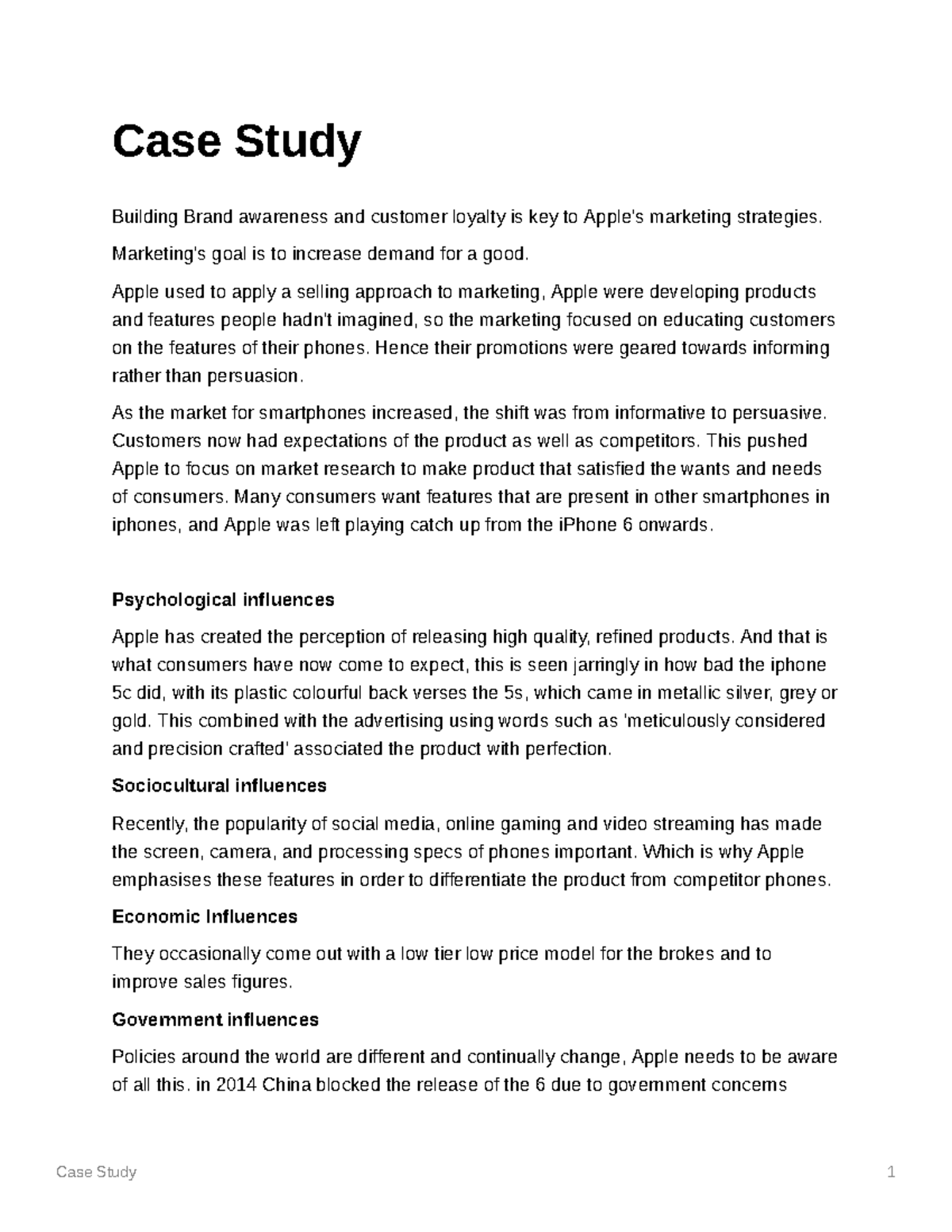 Marketing Case Study - Case Study Building Brand awareness and customer ...