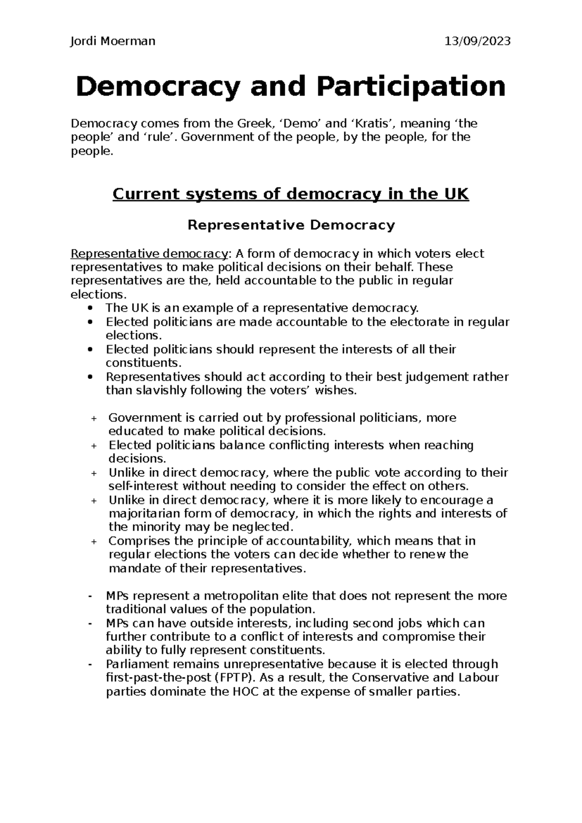 1. Democracy and participation - Democracy and Participation Democracy ...