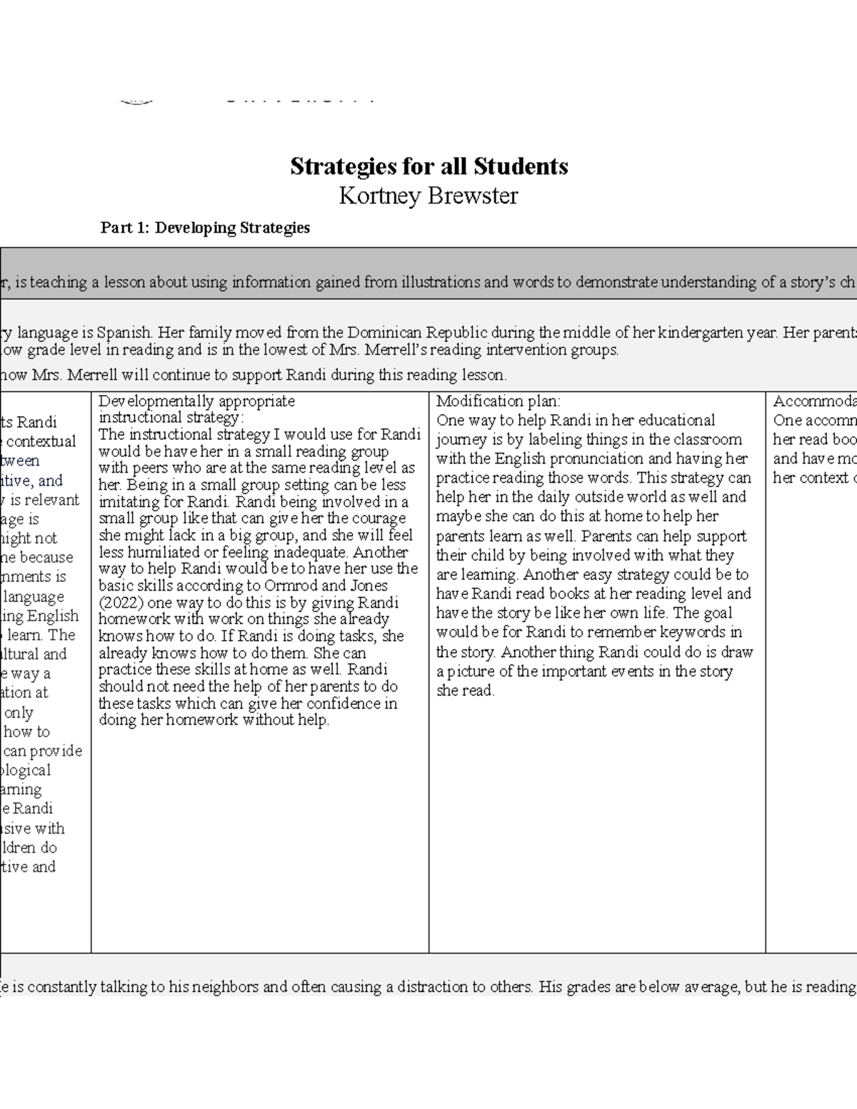 Elm 200 topic 6 ws 1 - worksheet - Strategies for all Students Kortney ...