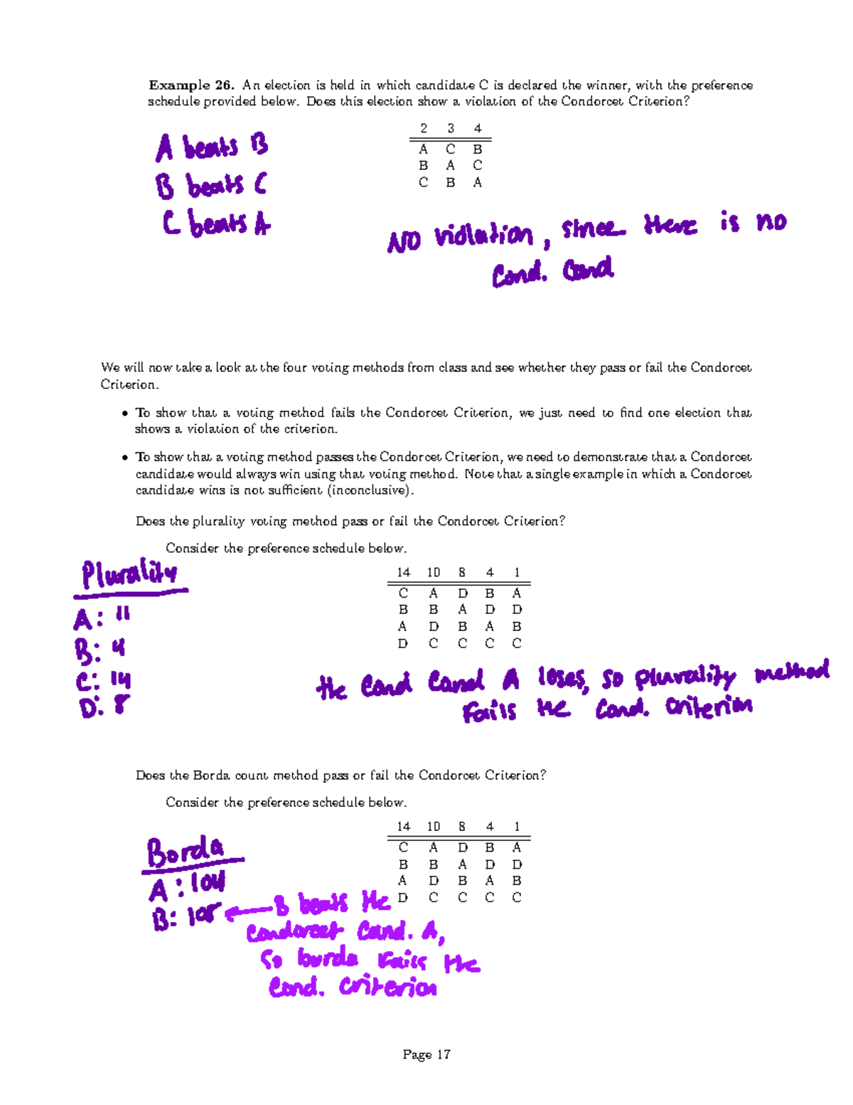 Voting theory 17 - Example 26. An election is held in which candidate C ...