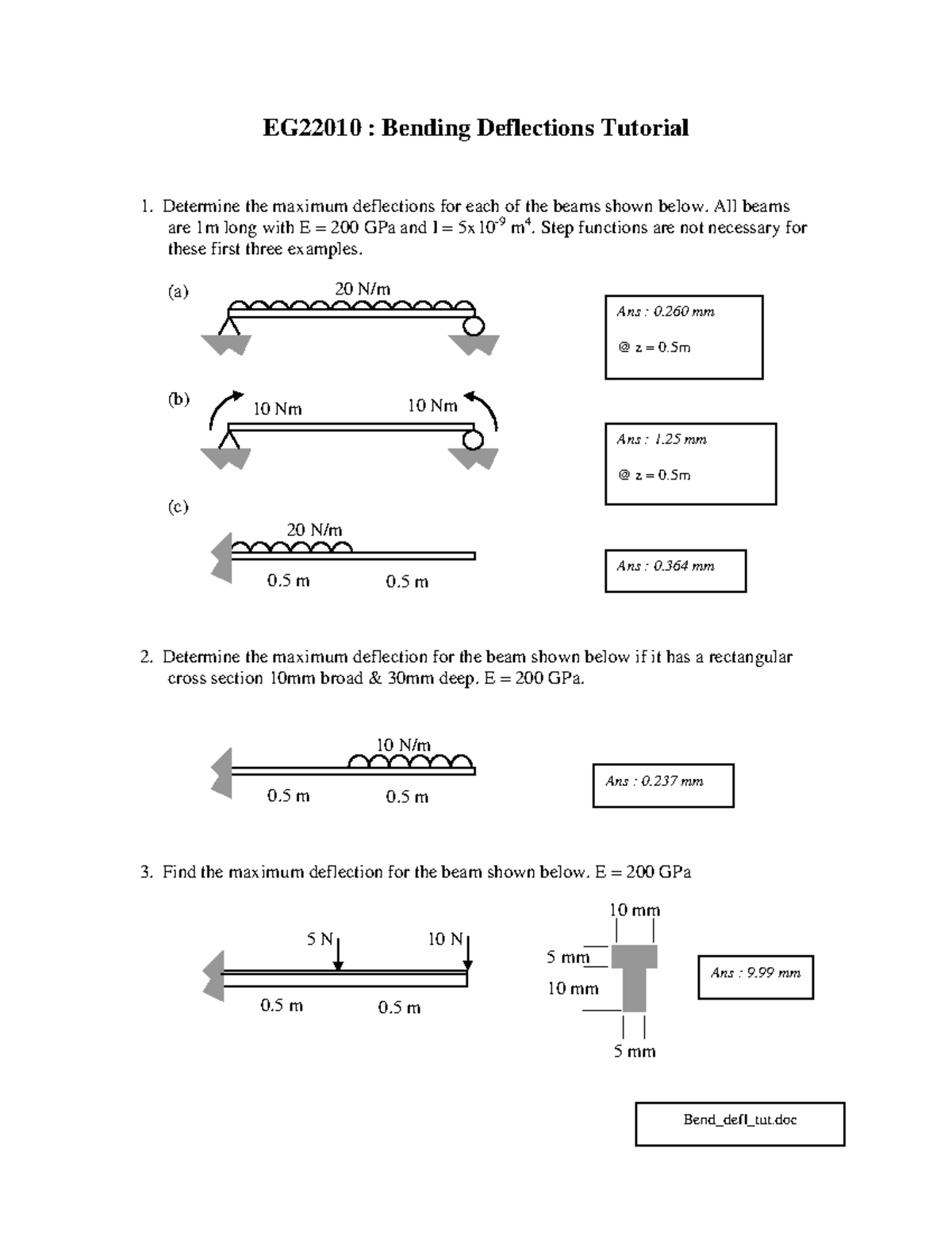 Bending deflection tutorial - EG22010 : Bending Deflections Tutorial ...