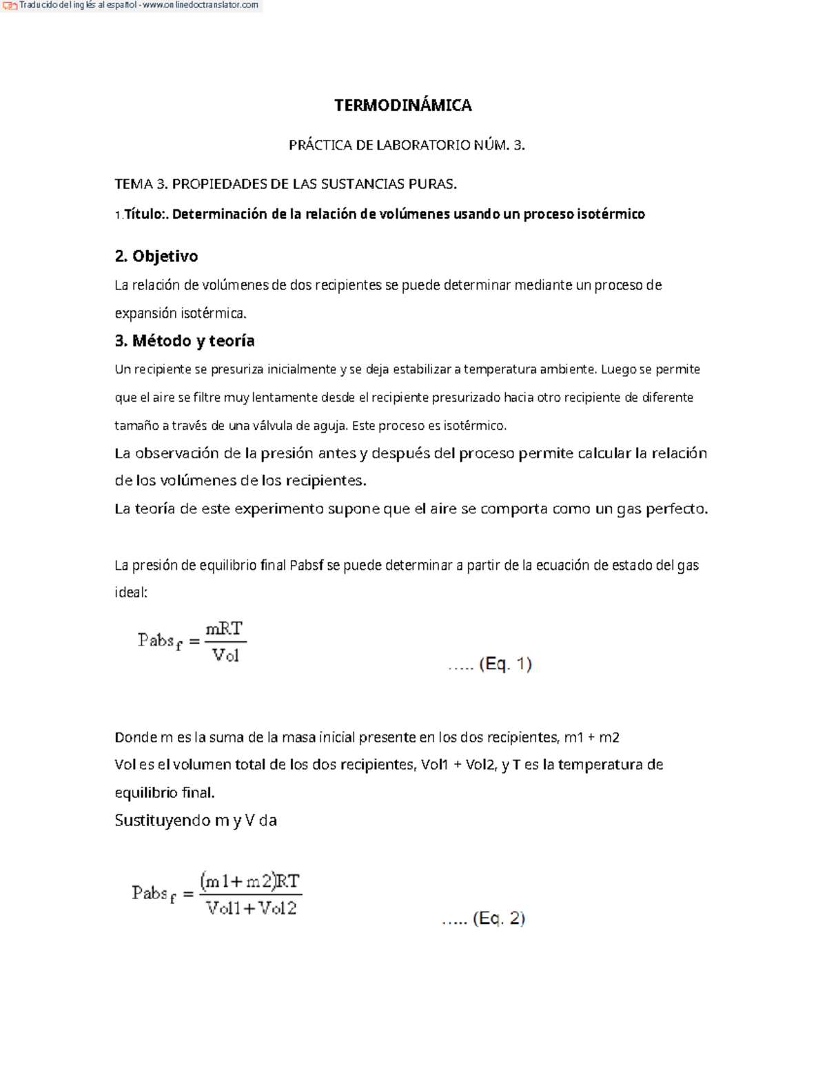 GUÍA Práctica LAB No. 3 - GUÍA Práctica LAB No. 3 - TERMODINÁMICA PRÁCTICA DE LABORATORIO NÚM. 3 ...