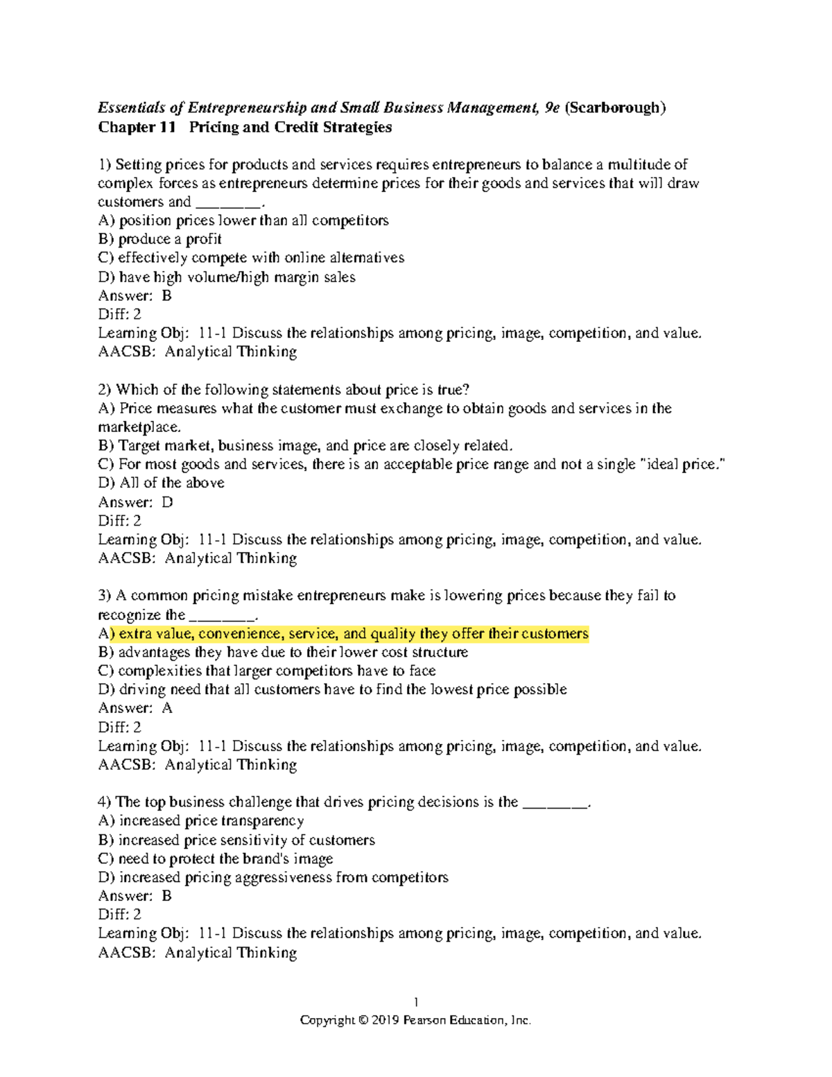 Scarborough esbm9z tb 11 - 1 Essentials of Entrepreneurship and Small ...