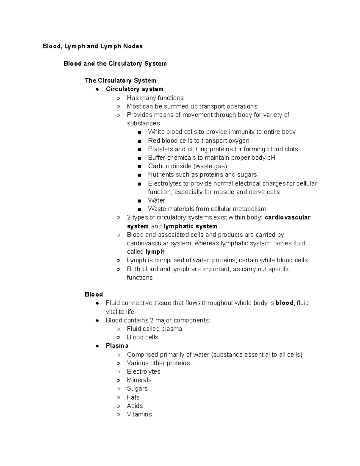 Blood, Lymph and Lymph nodes - Blood, Lymph and Lymph Nodes Blood and ...