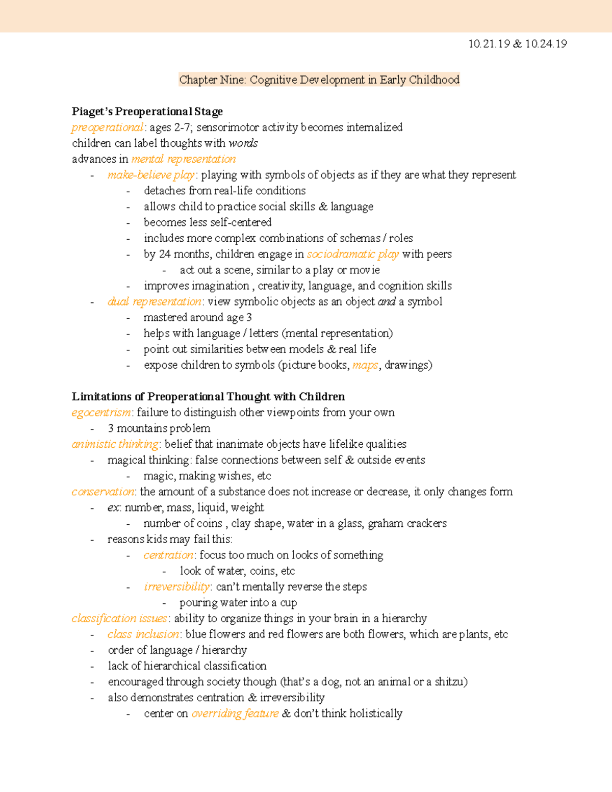 Chapter 09: Cognitive Development - Chapter Nine: Cognitive Development ...
