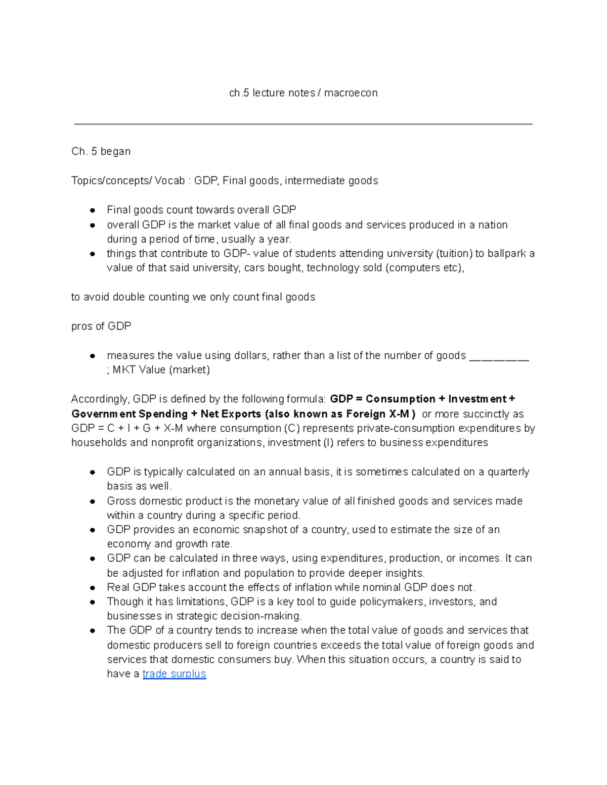 Ch.5 lecture notes macroecon - ch lecture notes / macroecon Ch. 5 began ...