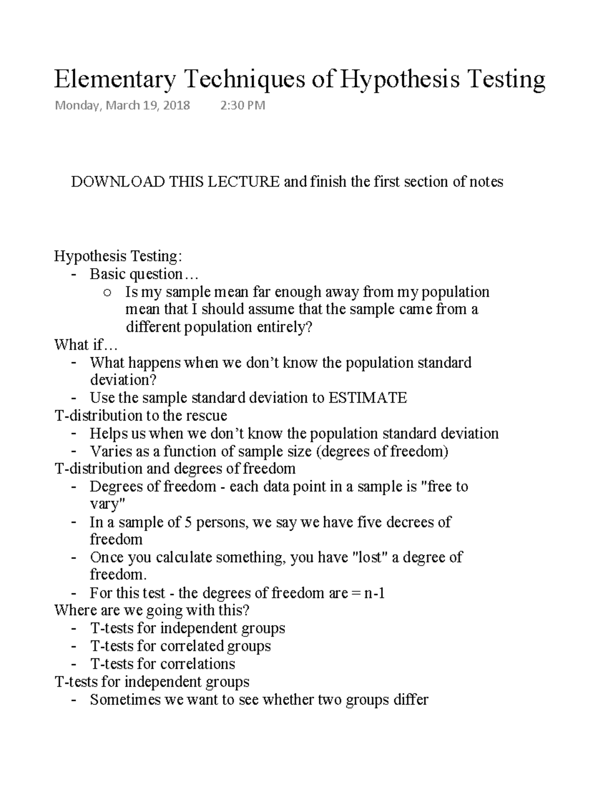 9 Elementary Techniques Of Hypothesis Testing Warning Tt Undefined Function 32 Hypothesis