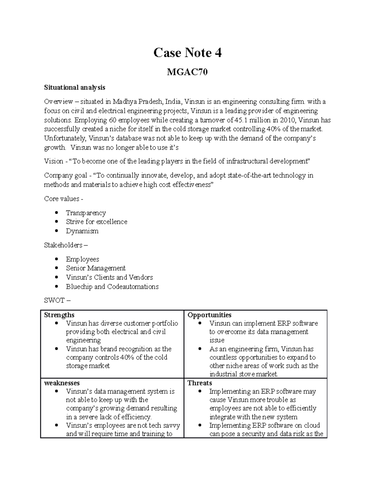 Case note 4 MGAC70 - Weekly Case assignments - Case Note 4 MGAC ...