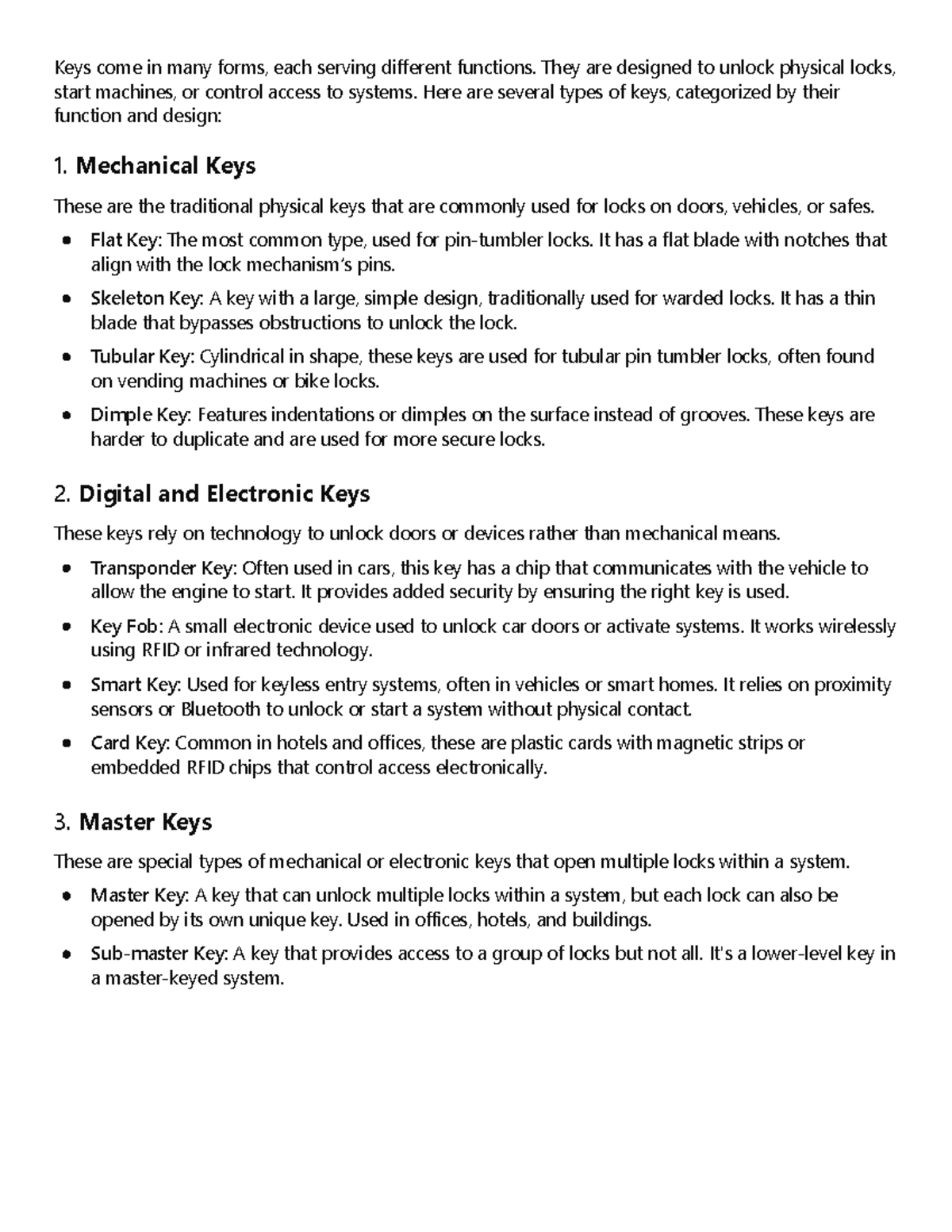 H - eng - Keys come in many forms, each serving different functions ...